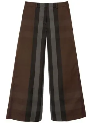 Burberry Check Pattern Wide Leg Trousers