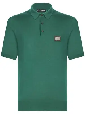 Dolce & Gabbana Logo-tag Virgin-wool Polo Shirt - Green
