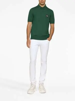 Dolce & Gabbana Logo-tag Virgin-wool Polo Shirt - Green