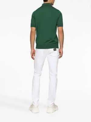Dolce & Gabbana Logo-tag Virgin-wool Polo Shirt - Green