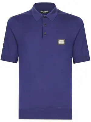 Dolce & Gabbana Logo-tag Virgin-wool Polo Shirt - Blue