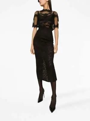 Dolce & Gabbana Floral-lace Midi Skirt