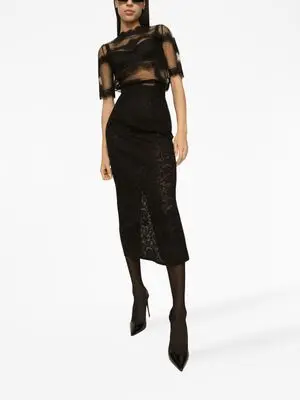 Dolce & Gabbana Floral-lace Midi Skirt