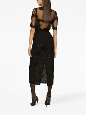 Dolce & Gabbana Floral-lace Midi Skirt