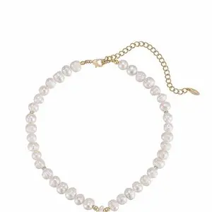 Ettika Organic Pearl Cross Necklace - White