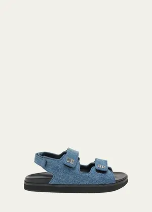 Givenchy 4G Denim Dual-Grip Slingback Sandals - Medium Blue