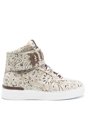 Philipp Plein Paisley-print Hi-top Sneakers - Neutrals