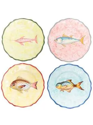 LES-OTTOMANS Fish Collection Dinner Plates - Green