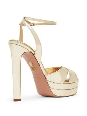 AQUAZZURA Divine Plateau 130mm Platform Sandals - Gold