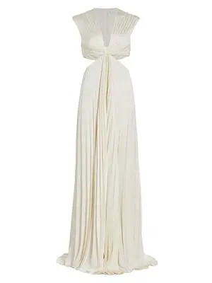 A.L.C. Women's Alejandra Pleated Cut-Out Gown - Riviera  - Whisper White