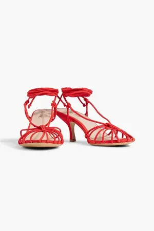 Iris & Ink Farah Metallic Leather Sandals - Tomato Red
