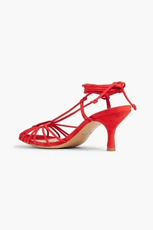 Iris & Ink Farah Metallic Leather Sandals - Tomato Red