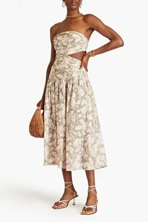 Zimmermann Floral-Print Linen Midi Dress In Sage Green - 70% Off |  Editorialist