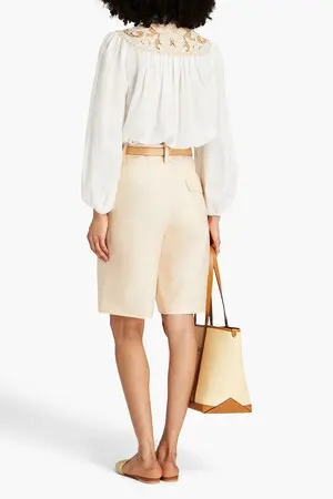 Zimmermann Guipure Lacepaneled Linen Blouse