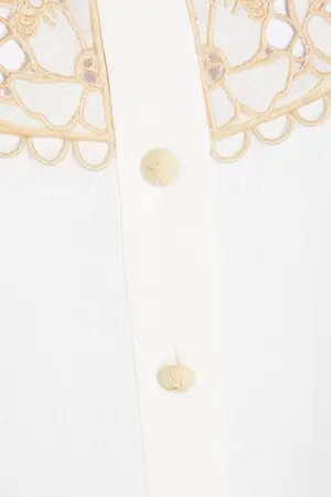 Zimmermann Guipure Lacepaneled Linen Blouse