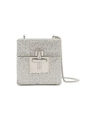 Oscar De La Renta Oscar De La Renta Alibi Crystal Satin Cube Top-Handle Bag - Silver