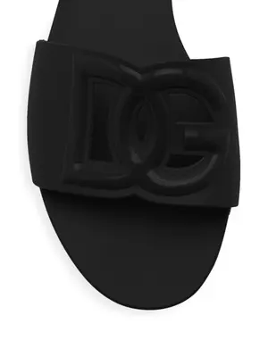Dolce & Gabbana Interlock Logo Rubber Slides - Black
