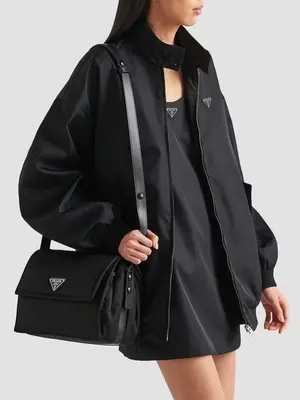 Prada Padded Re-nylon Shoulder Bag - Black