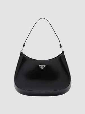Prada Cleo Brushed Leather Shoulder Bag - Black