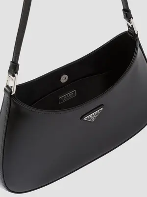 Prada Cleo Brushed Leather Shoulder Bag - Black