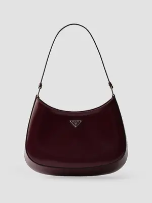 Prada Prada Cleo Brushed Leather Shoulder Bag Dark Red