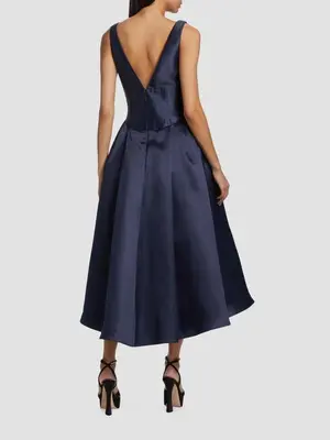 Amsale Flared Mikado Midi-dress