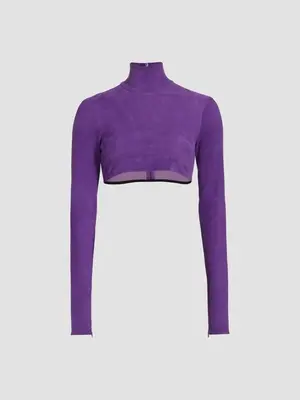 LAQUAN SMITH Suede Turtleneck Crop Top