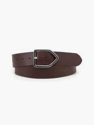 LEVI'S Geometric Leather Belt - Brown