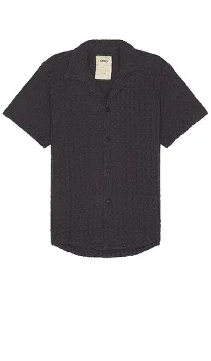 Oas Cuba Waffle Shirt In Black - Nearly Black