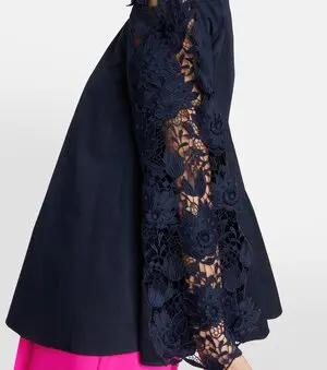 Oscar De La Renta Lace-detail Cotton Blouse