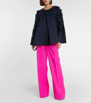 Oscar De La Renta Lace-detail Cotton Blouse