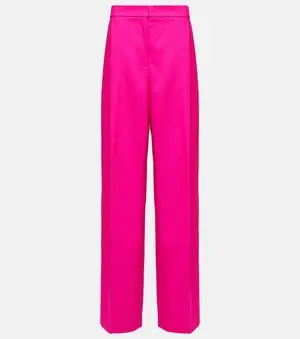 Oscar De La Renta Pleated High-rise Wool And Mohair Pants - Pink