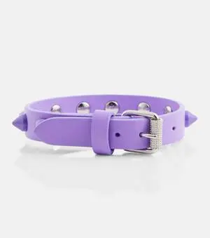 CHRISTIAN LOUBOUTIN Loubilink Embellished Leather Bracelet - Purple