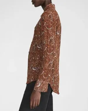 Rag & Bone Antonia Paisley Classic Top Brwmulti