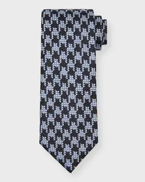 TOM FORD Exploded Houndstooth Silk Tie Multi Blue