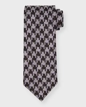 TOM FORD Exploded Houndstooth Silk Tie Multi Violet