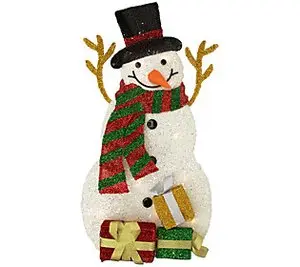 NORTHLIGHT 31' Prelit White & Black Snowman W/ Ifts Decor - One-color