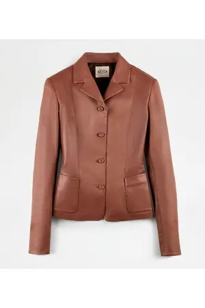 TOD'S Jacket In Stretch Nappa Leather - Brown