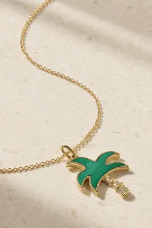 Yvonne Léon Malachite And Diamond Palm Tree Pendant Necklace - Gold