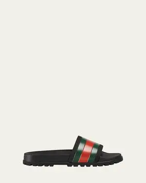Gucci Pursuit Trek Web Slide Sandals Black Editorialist