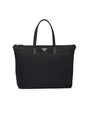 Prada Re-nylon And Saffiano Leather Tote Bag - Black