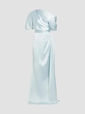 Amsale Draped Off-The-Shoulder Gown Ice