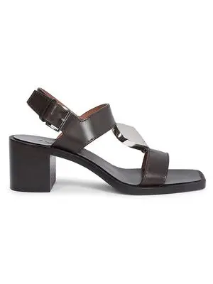 Alaïa 60MM Leather Block-Heel Sandals - Brown