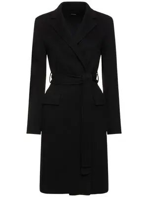 Theory Belted Wool & Cashmere Coat - Black