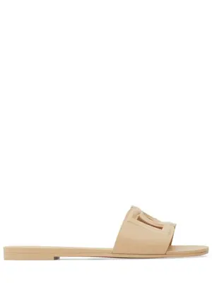 Dolce & Gabbana 10mm Rubber Flat Slide Sandals Beige