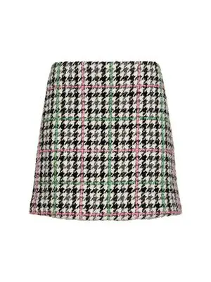 MSGM Plaid Wool Blend Mini Skirt - Grey