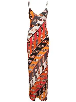 Emilio Pucci PUCCI Girandole Printed Silk Twill Long Dress - Multicolor