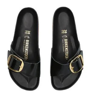 BIRKENSTOCK Leather Big Buckle Sandals - Black