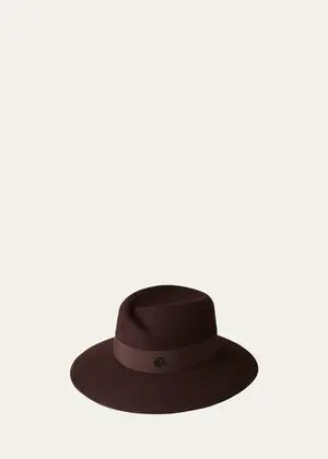 MAISON MICHEL Virginie Wool Felt Fedora Bitter Chocolate
