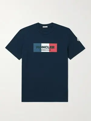 Moncler Slim-fit Logo-print Cotton-jersey T-shirt - Blue